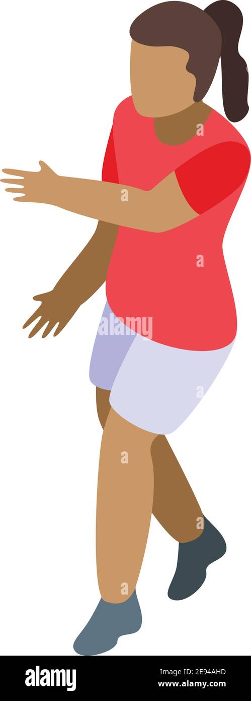 Girl football player icon. Isometric of girl football player vector ...