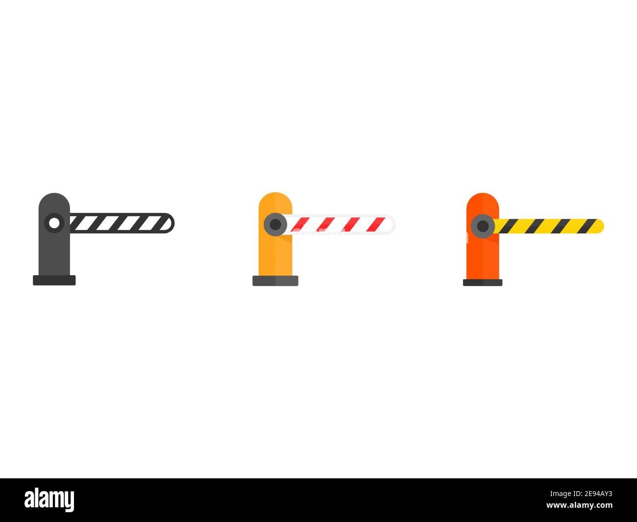 Automatic car barrier icon set. Closed barrier collection in flat style ...
