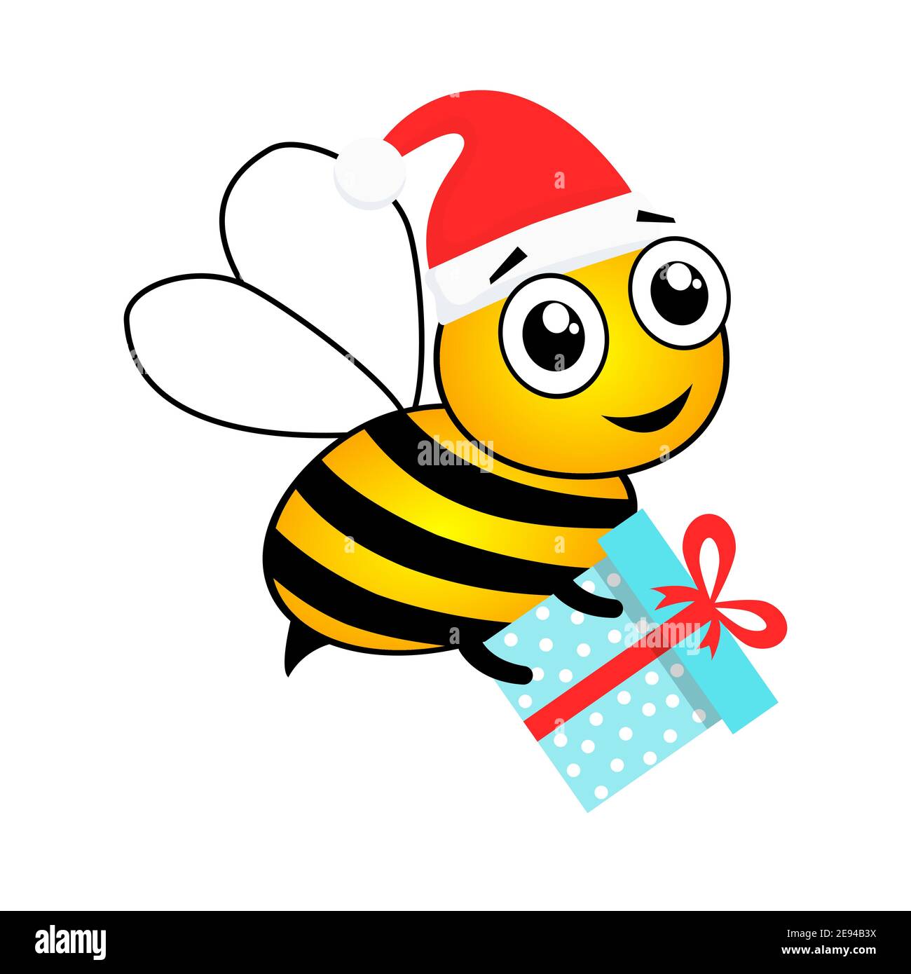Cartoon bee character with surprise illustration. Cute bee wear Santa ...