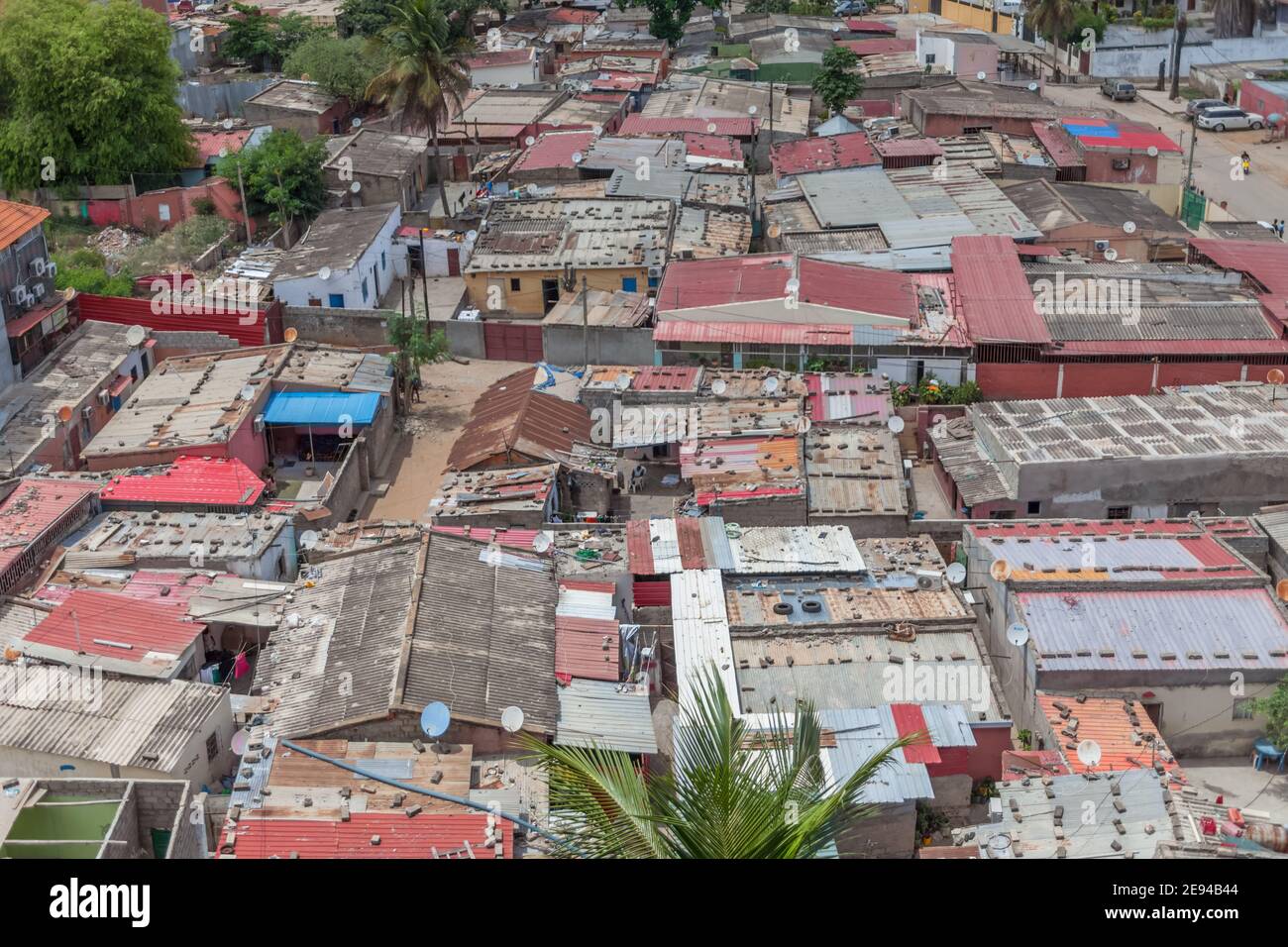 Luanda / Angola - 12/07/2020: Aerial view of a poor neighborhood in the ...