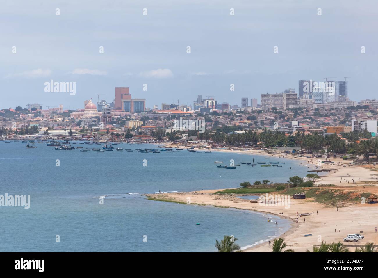 Luanda / Angola - 12/07/2020: Aerial view of downtown Luanda, marine ...