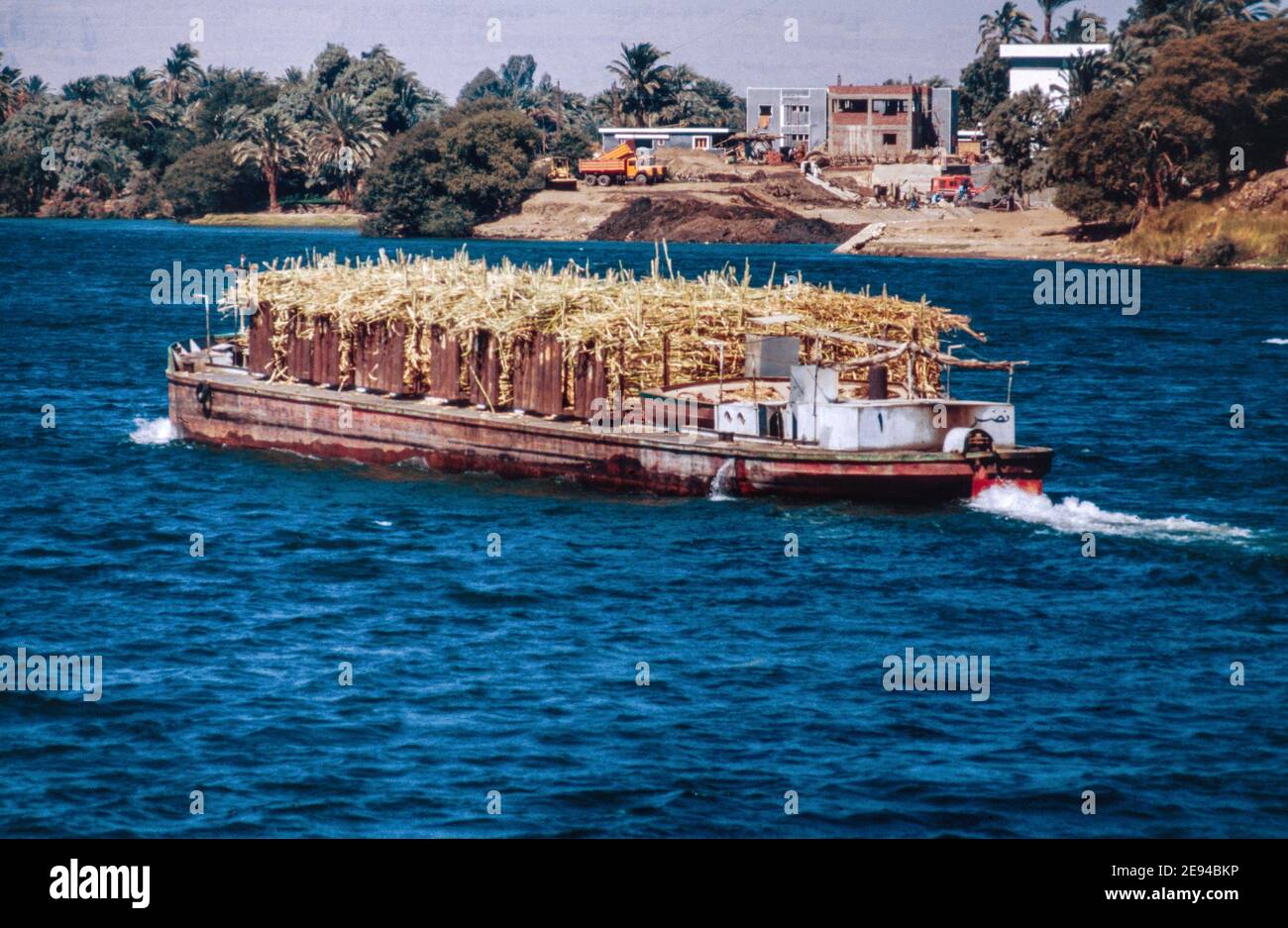 Upper Nile cruise - typical sugar barge with sugar canes freight ...