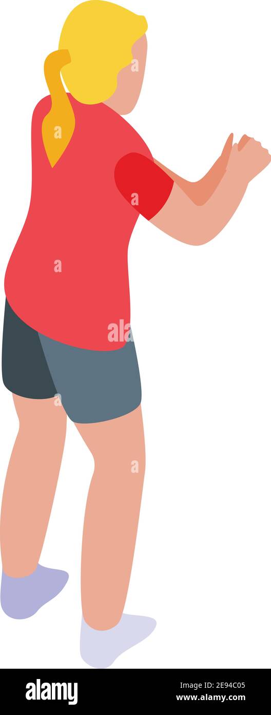 Girl playing volleyball icon. Isometric of girl playing volleyball ...