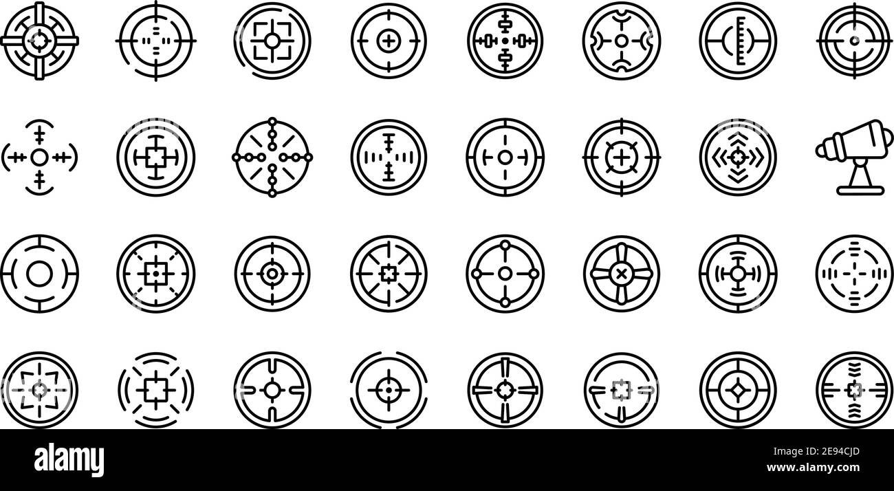 Telescopic sight icons set. Outline set of telescopic sight vector ...