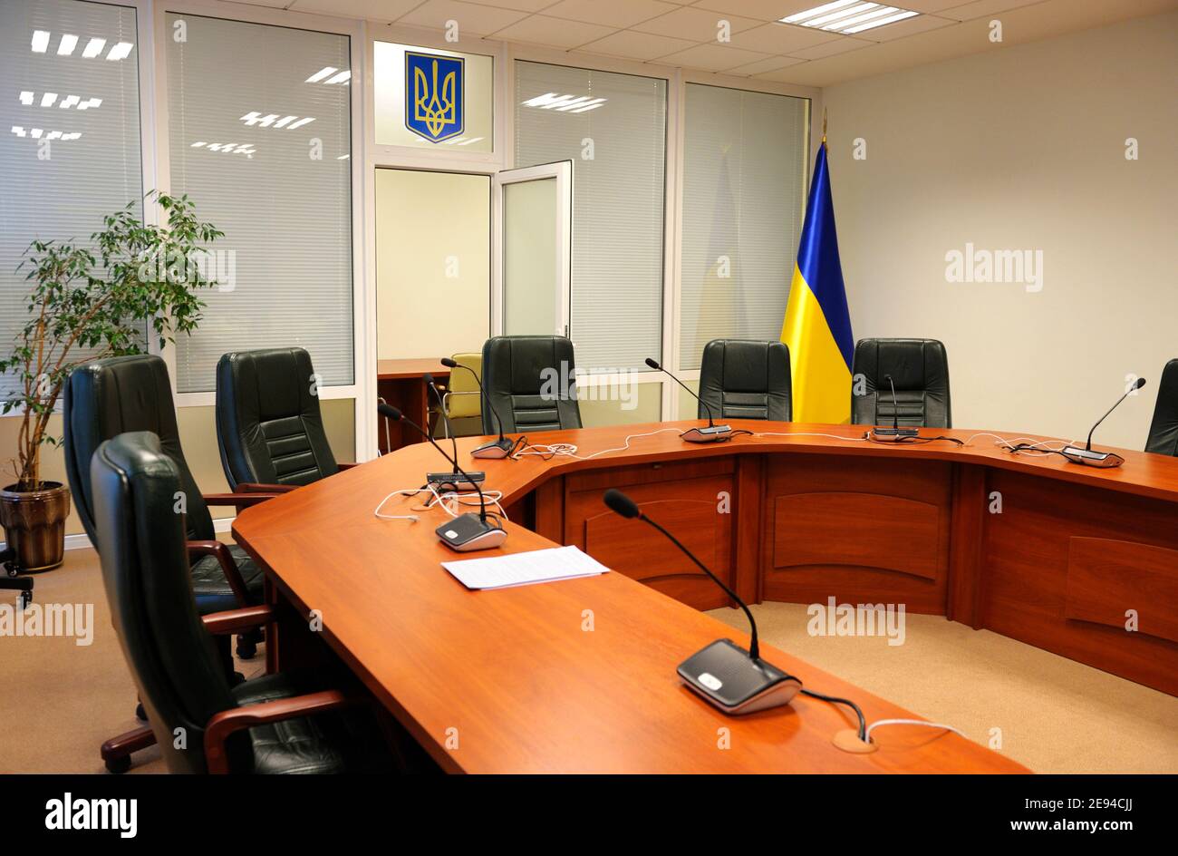 Empty conference room of the High Council of Justice Stock Photo - Alamy