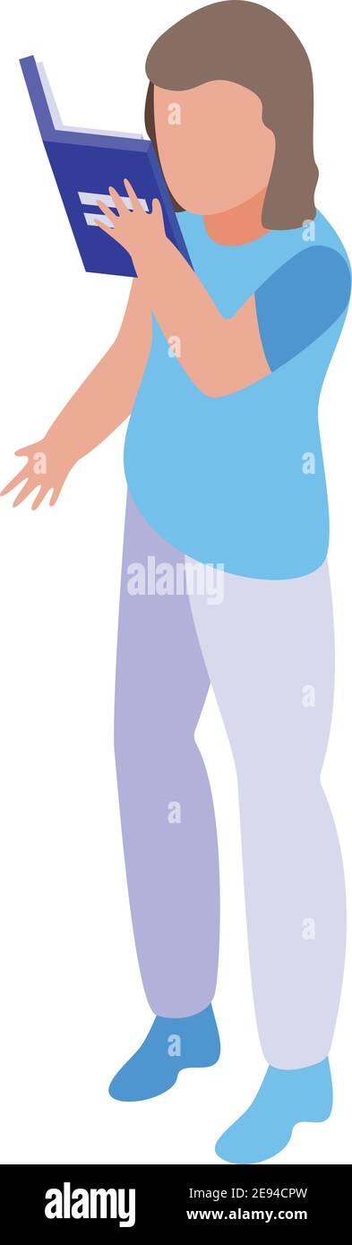 Reading lady icon. Isometric of reading lady vector icon for web design ...