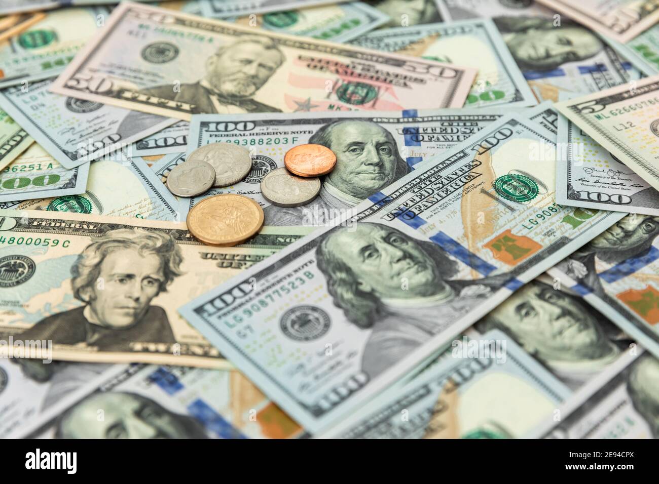 Texture US dollars. Pattern background of 5, 10, 20, 50 and 100 dollar ...