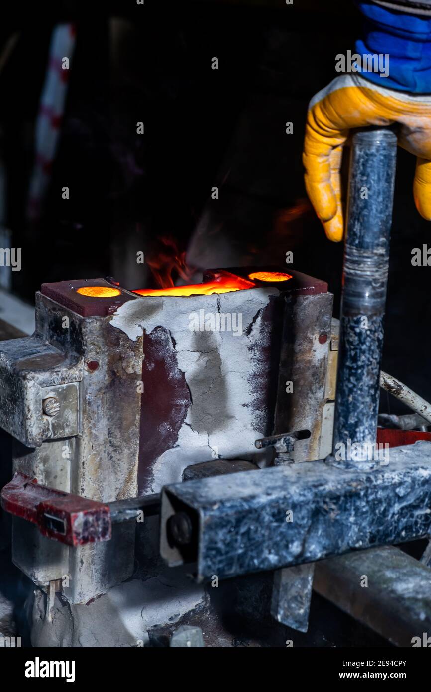 Thermite (Exothermic) rail welding inside a metro tunnel project Stock ...