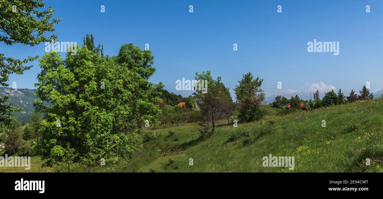 Landscape with village in north Montenegro Stock Photo - Alamy