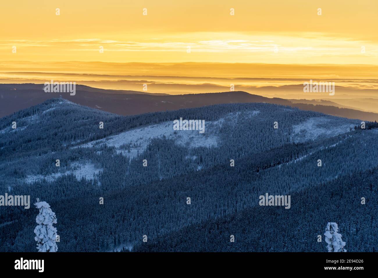 Majestic sunset in the winter mountains landscape. High resolution ...