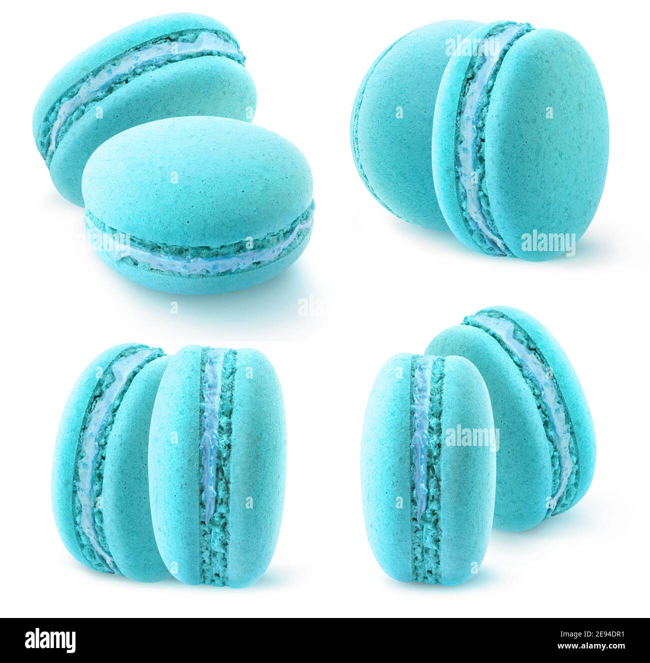 Two blue macarons isolated on white background Stock Photo - Alamy