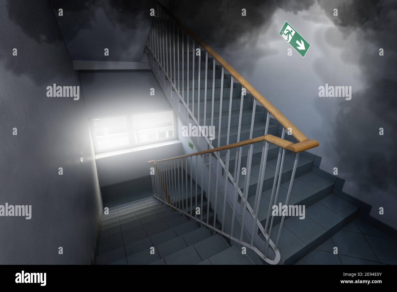 smog and smoke in the office building - emergency exit Stock Photo - Alamy