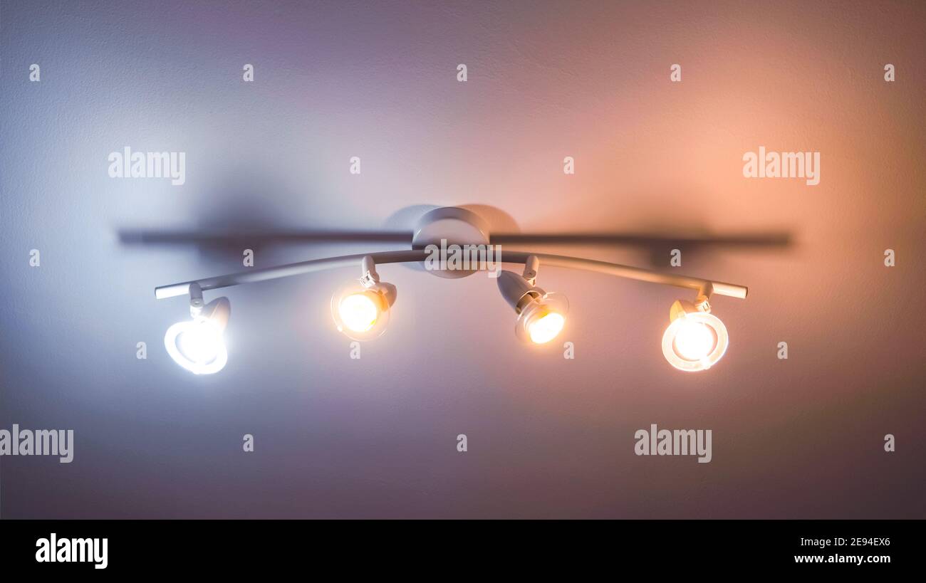 set of light bulbs on the ceiling Stock Photo - Alamy