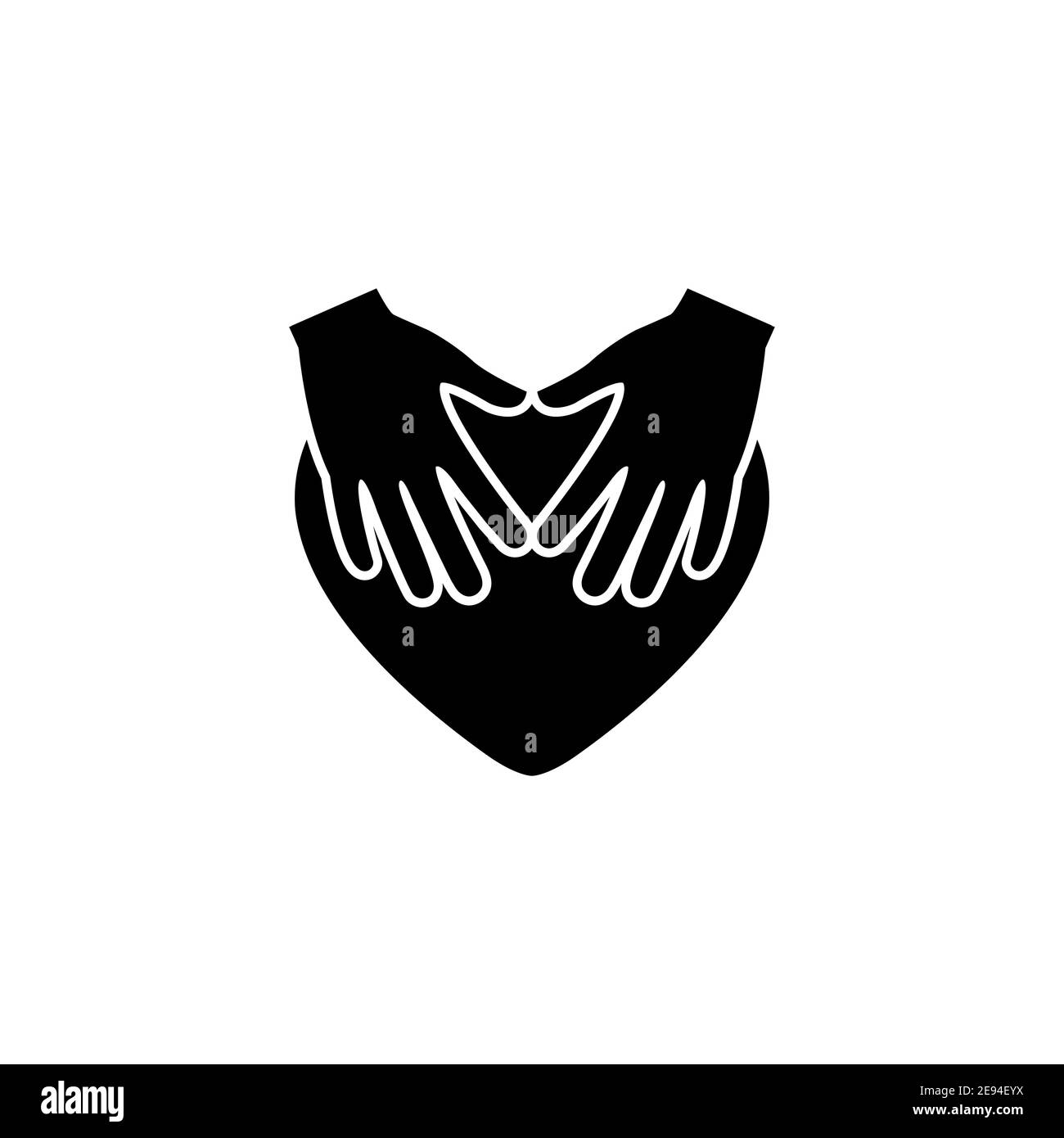 Heart black with hands silhouette icon. Voluntary symbol illustration ...