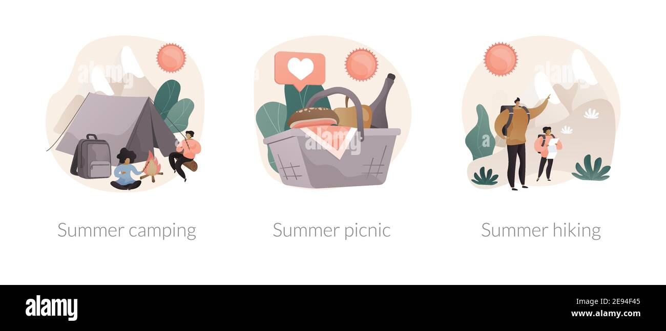 Summer adventure abstract concept vector illustrations Stock Vector ...