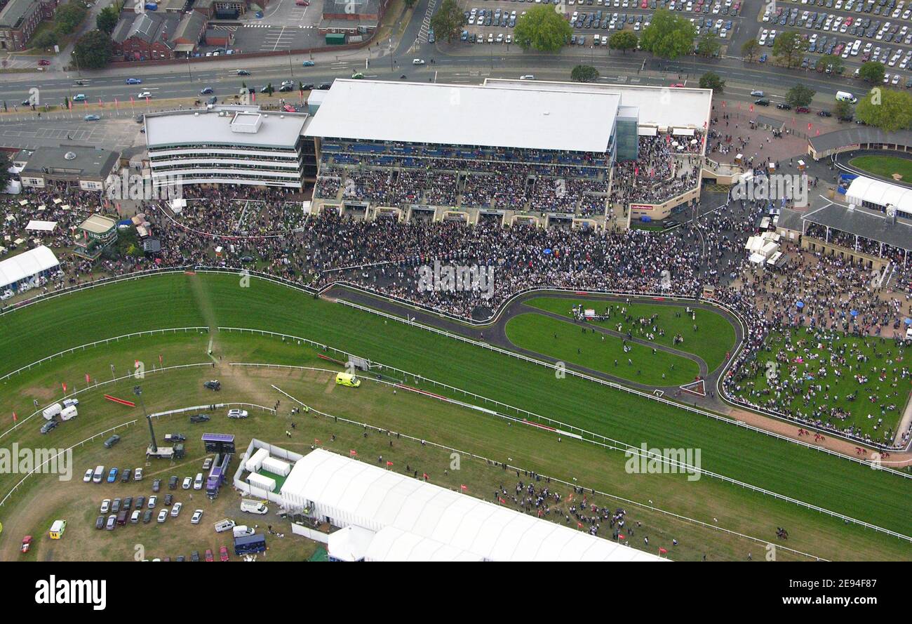 aerial view of Doncaster Racecourse on St Leger race day Stock Photo ...