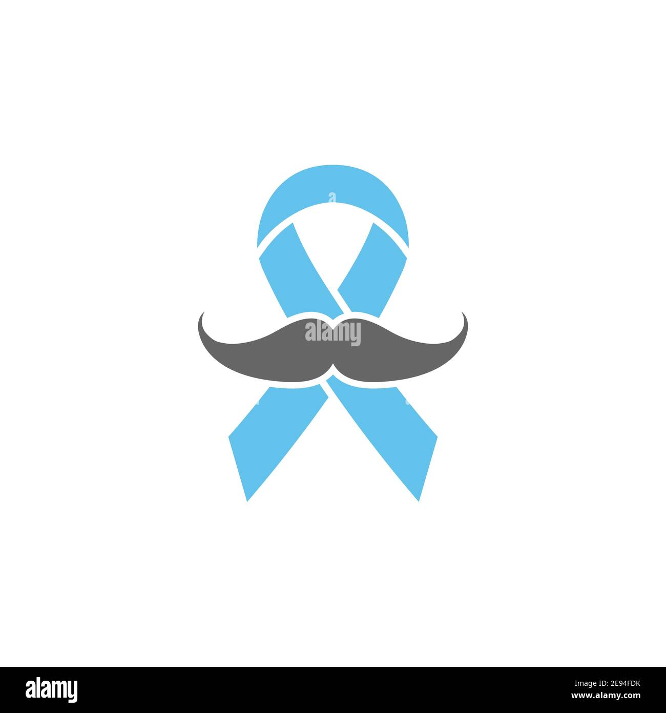 Prostate Cancer Awareness Ribbon with Mustache. Blue men health sign ...
