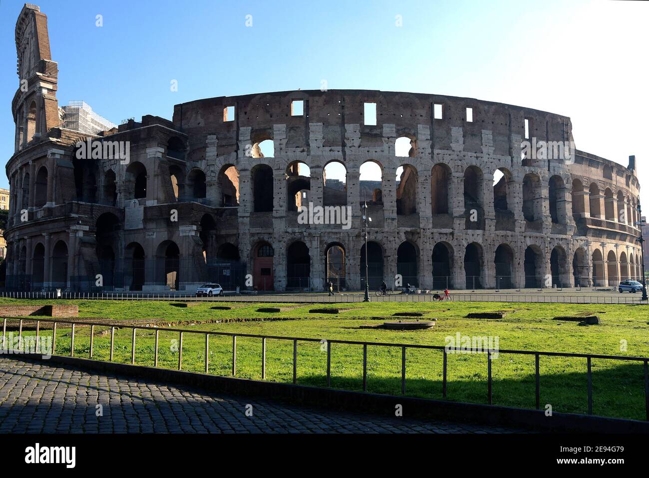 General view of the Colosseum area completely empty due to the absence ...