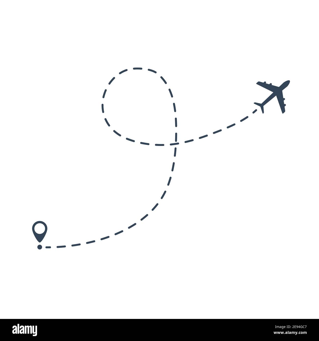 Airplane line path vector icon. Travel concept. Air plane flight route ...