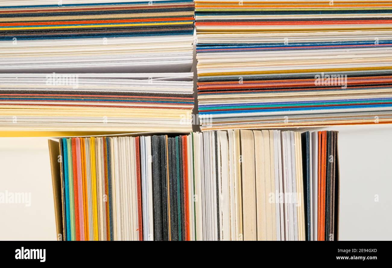 Sheets of colored paper on white background Stock Photo - Alamy