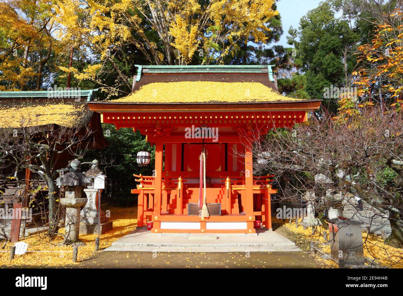 KYOTO, JAPAN - NOVEMBER 25, 2016: Kitano Tenmangu shrine autumn view in ...