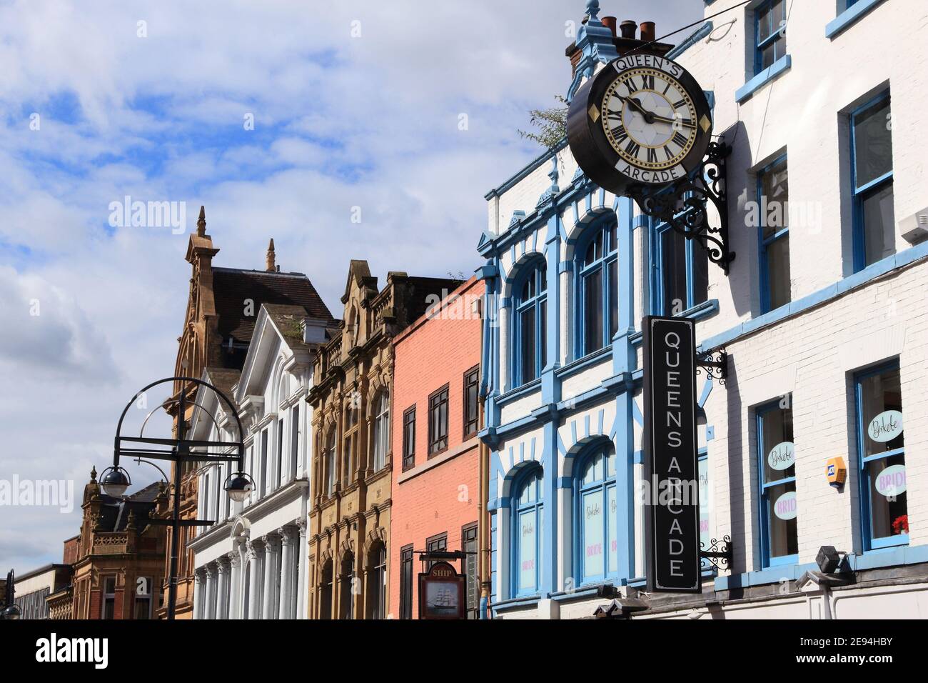 LEEDS, UK - JULY 12, 2016: British architecture view at Briggate street ...