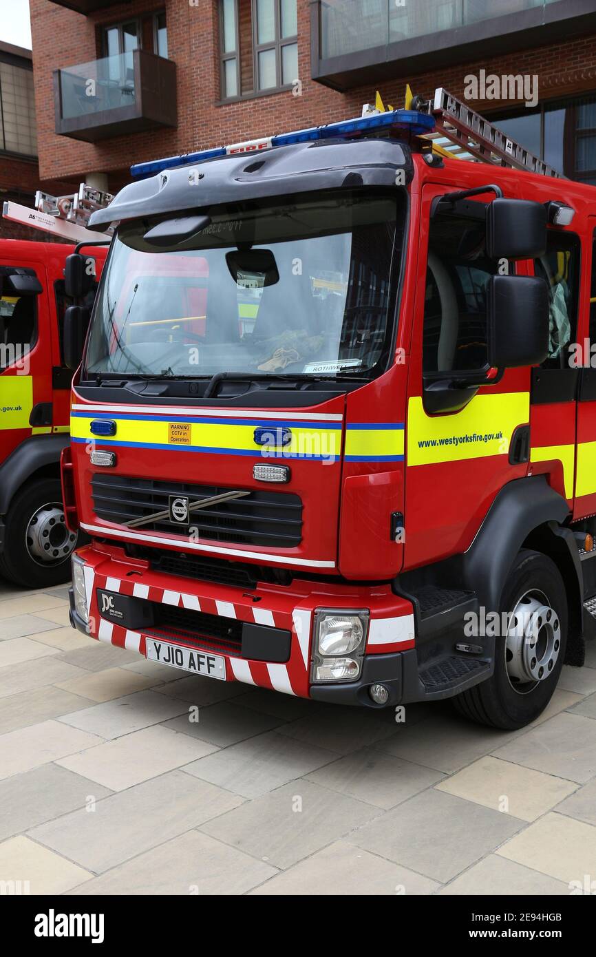 LEEDS, UK - JULY 12, 2016: Volvo truck fire engine Leeds, Yorkshire, UK ...
