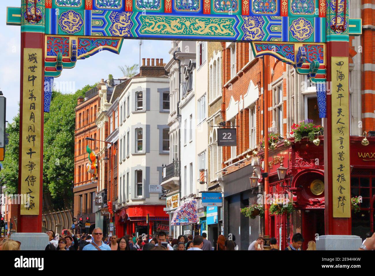 LONDON, UK - JULY 6, 2016: People visit Chinatown district of London ...