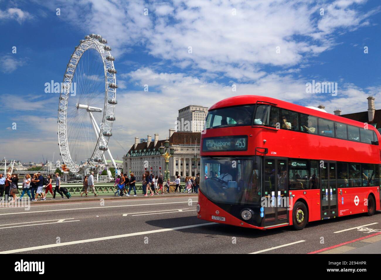 LONDON, UK - JULY 7, 2016: People walk by London Eye in London. The Eye ...