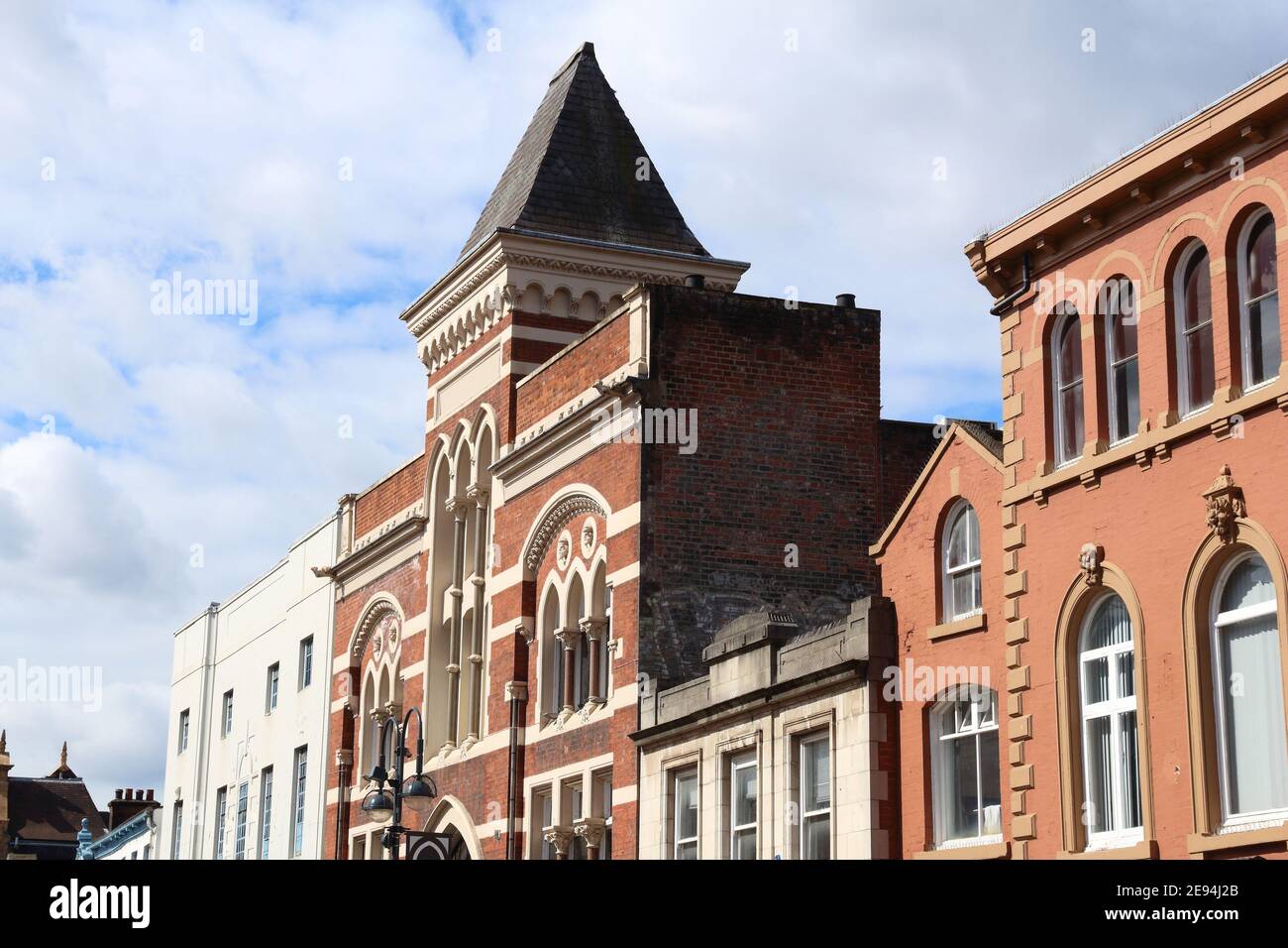 Leeds city, UK. Old British architecture of Briggate street Stock Photo ...