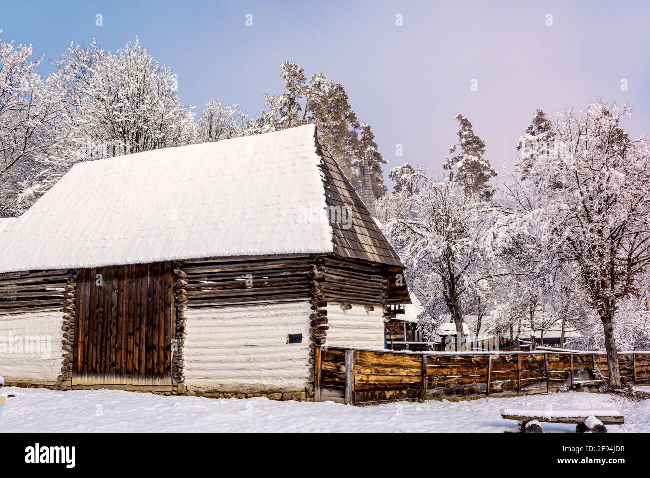 Traditional Romanian village in Transylvania with old house straw ...