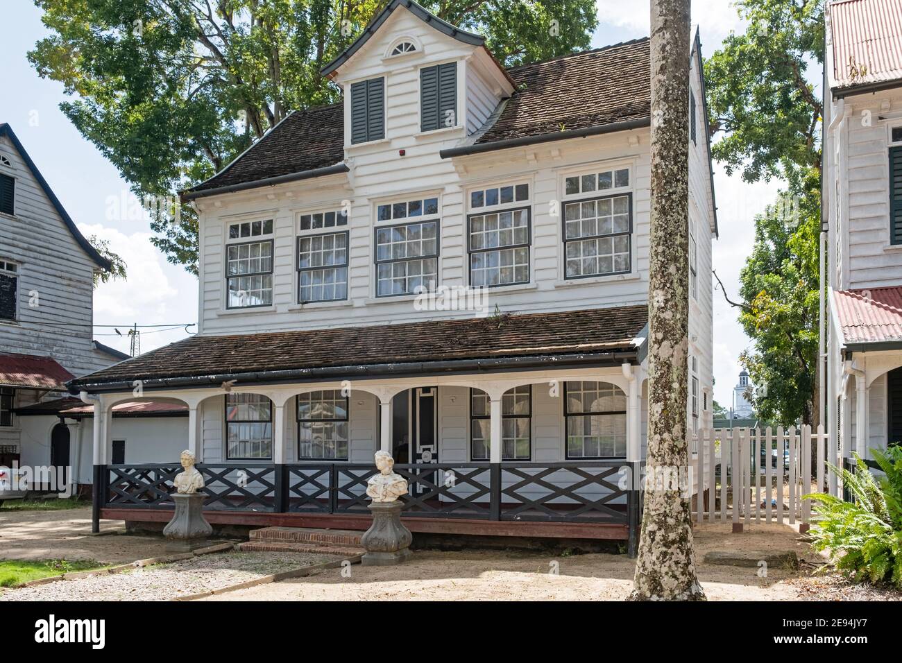Dutch white wooden colonial officer's house at Fort Zeelandia, fortress ...