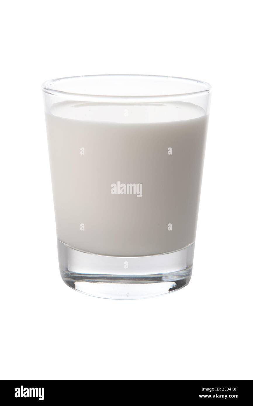 glass of milk isolated and cut out on white background. horizontal ...