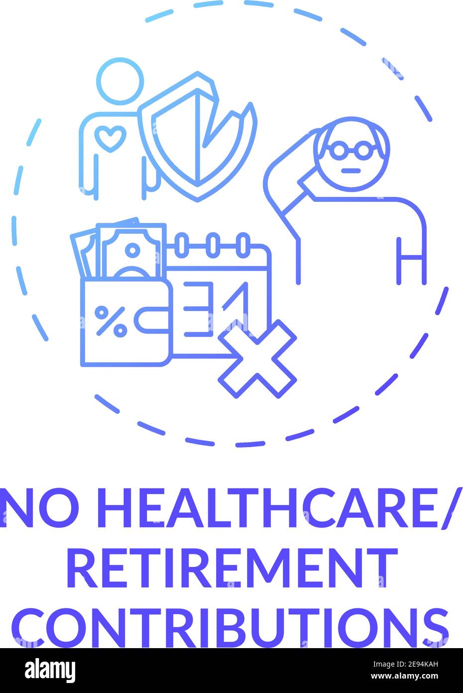 No healthcare and retirement contributions concept icon Stock Vector ...