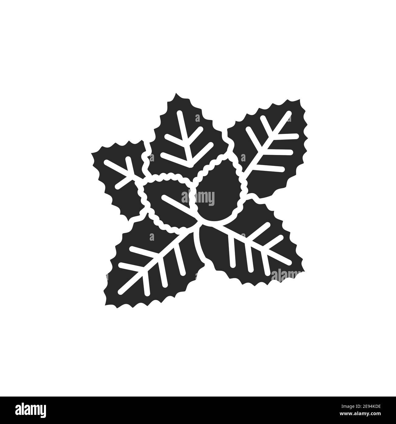 Basil black glyph icon. Cooking ingredient. Vector illustration Stock ...