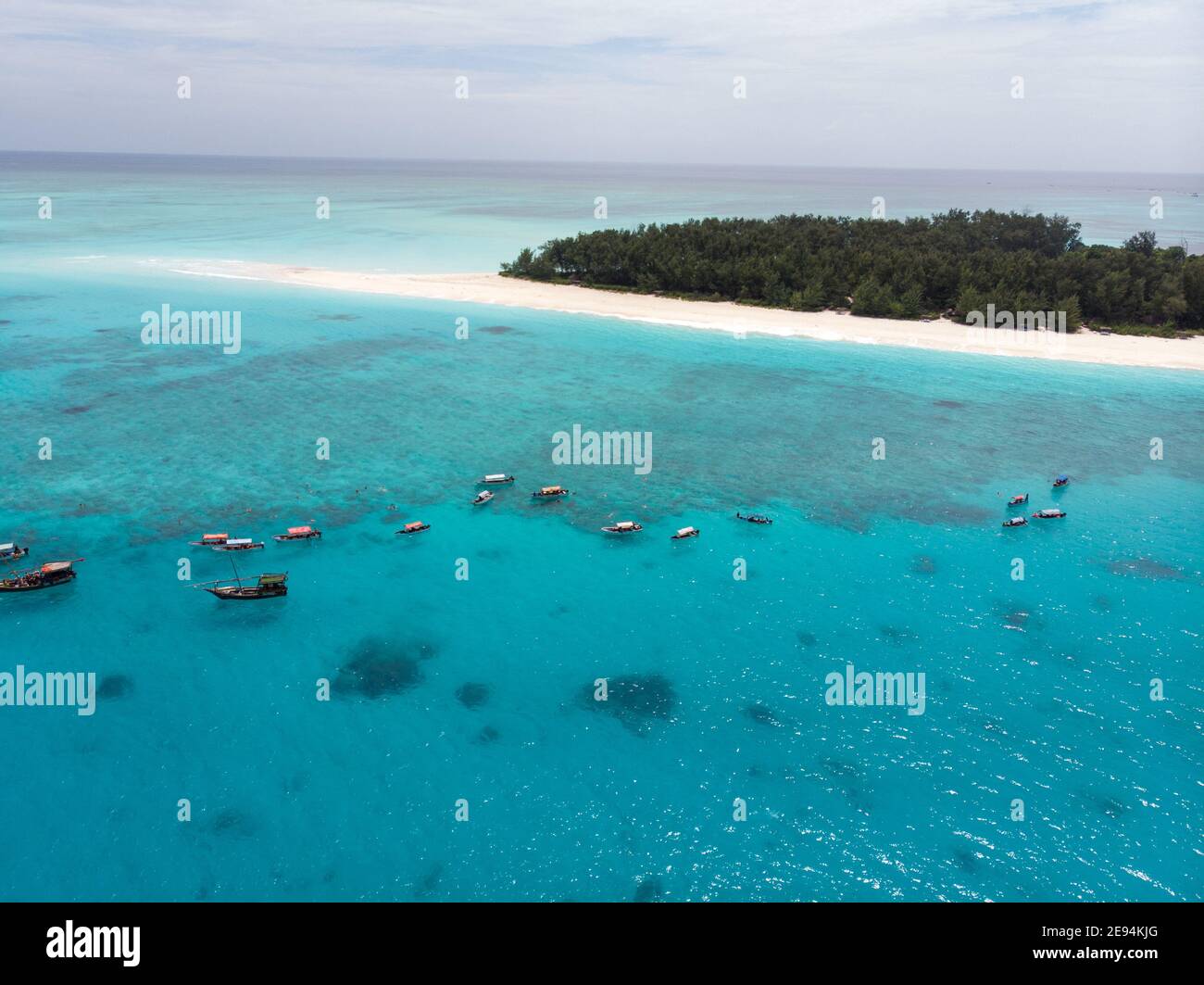 Aerial view of Boats Staying near Mnemba Atoll in Zanzibar - The Famous ...