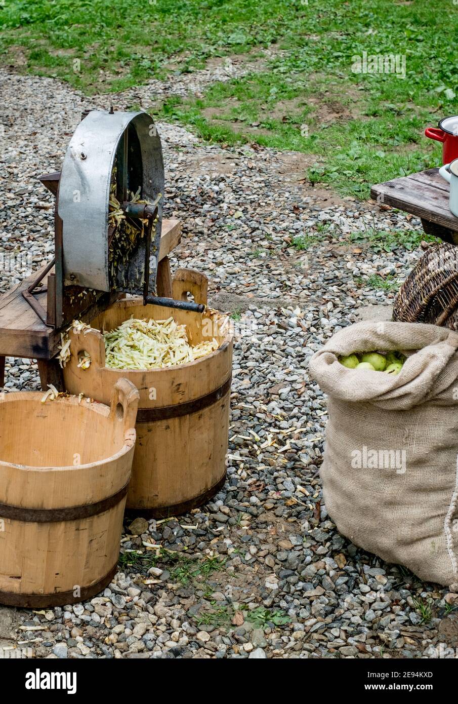Wooden old grape press Stock Photo - Alamy
