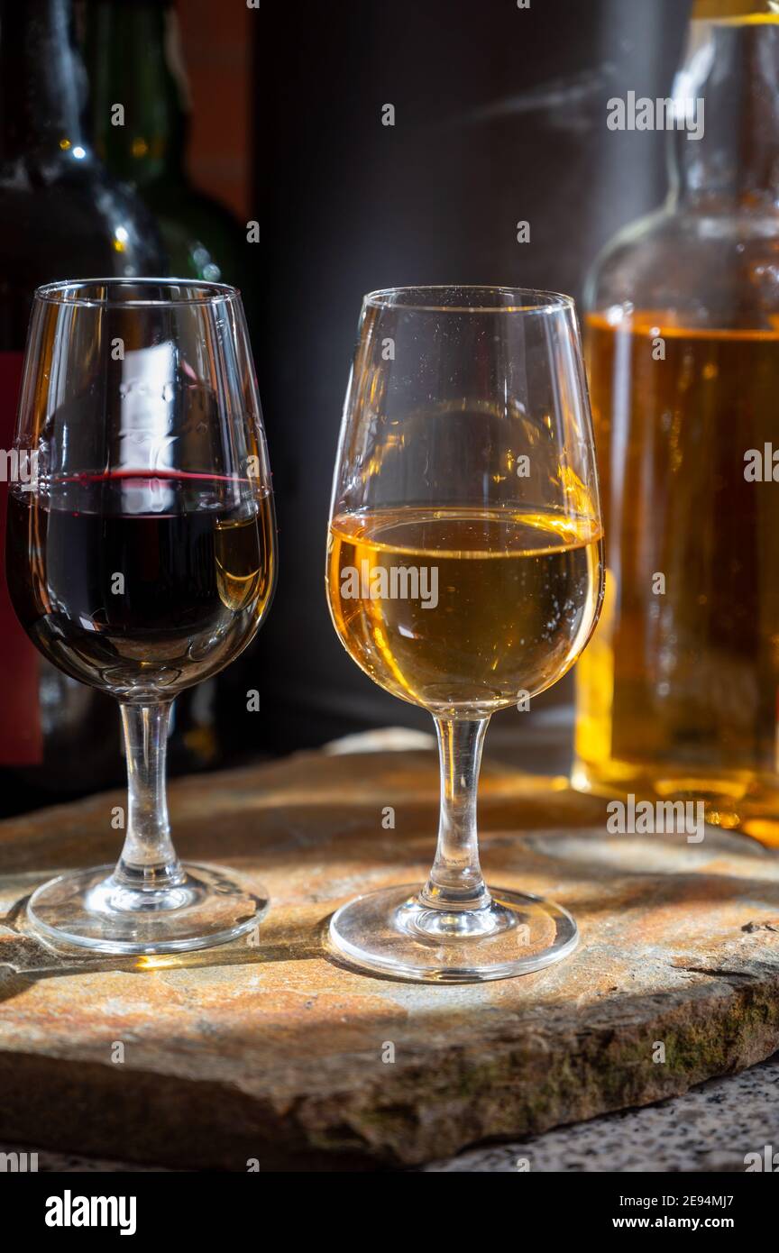 Tasting of Portuguese fortified port wine, produced in Douro Valley ...