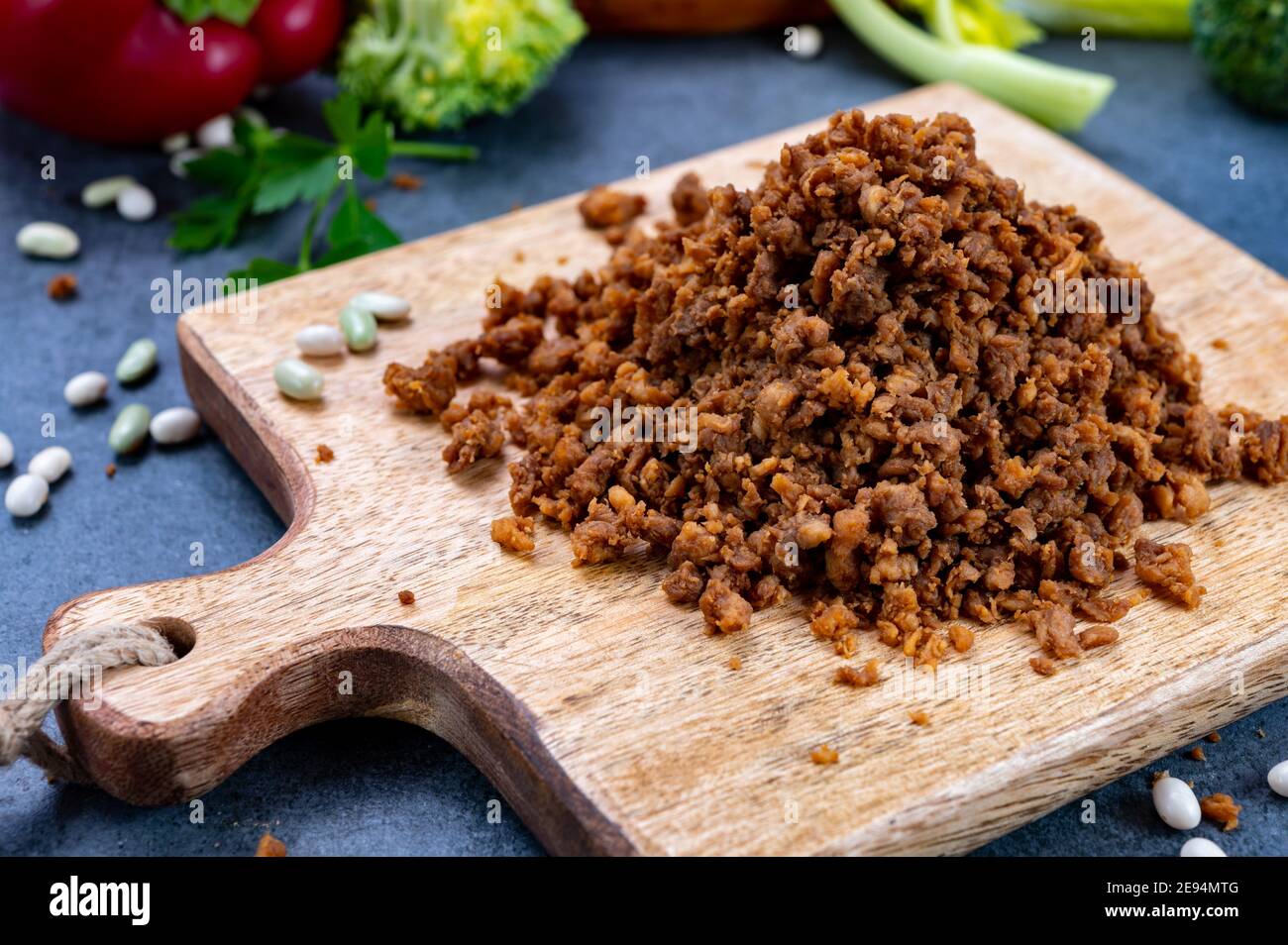 Vegetarian plant based imitation minced soya beans meat ready to eat ...