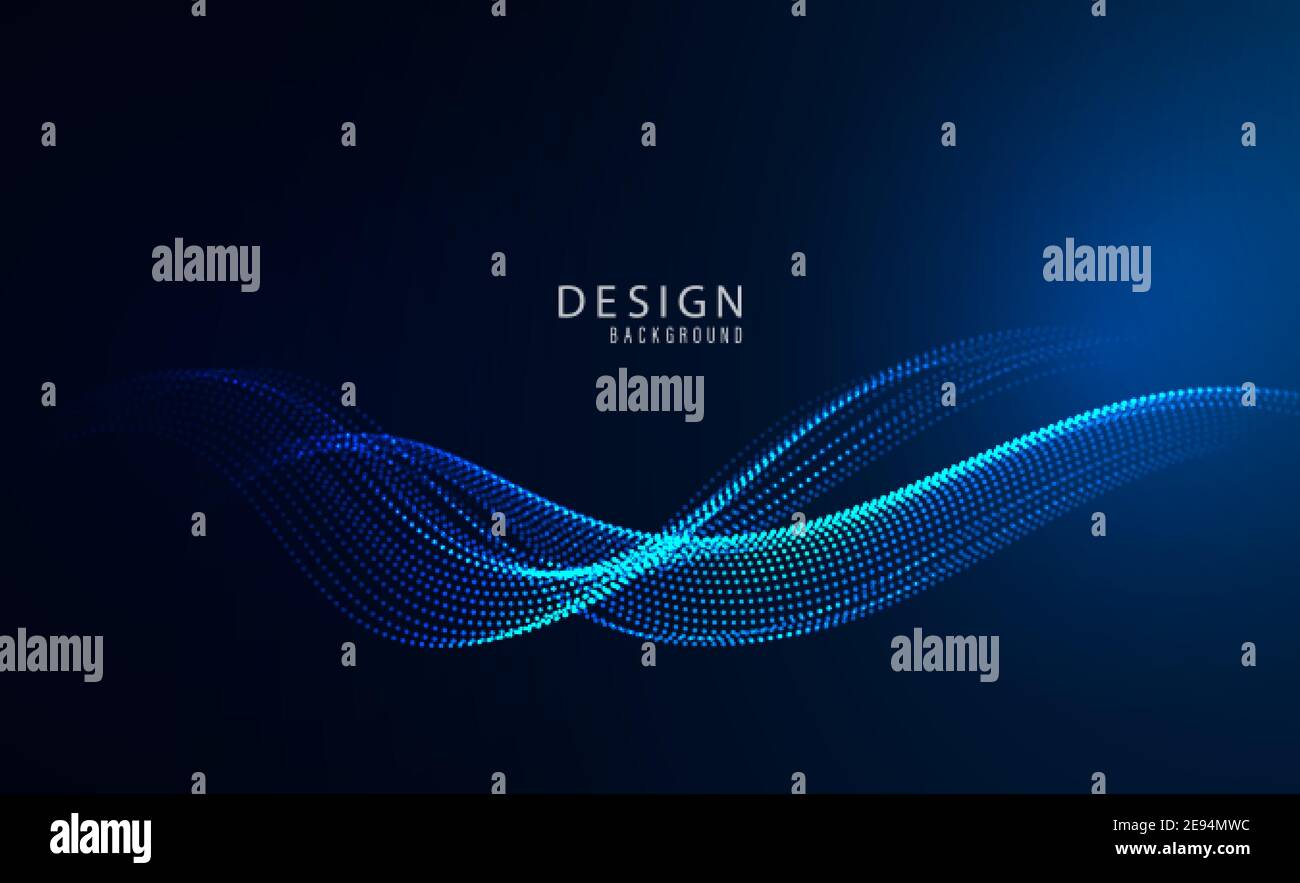 Blue wave design element on dark background. Science or technology ...