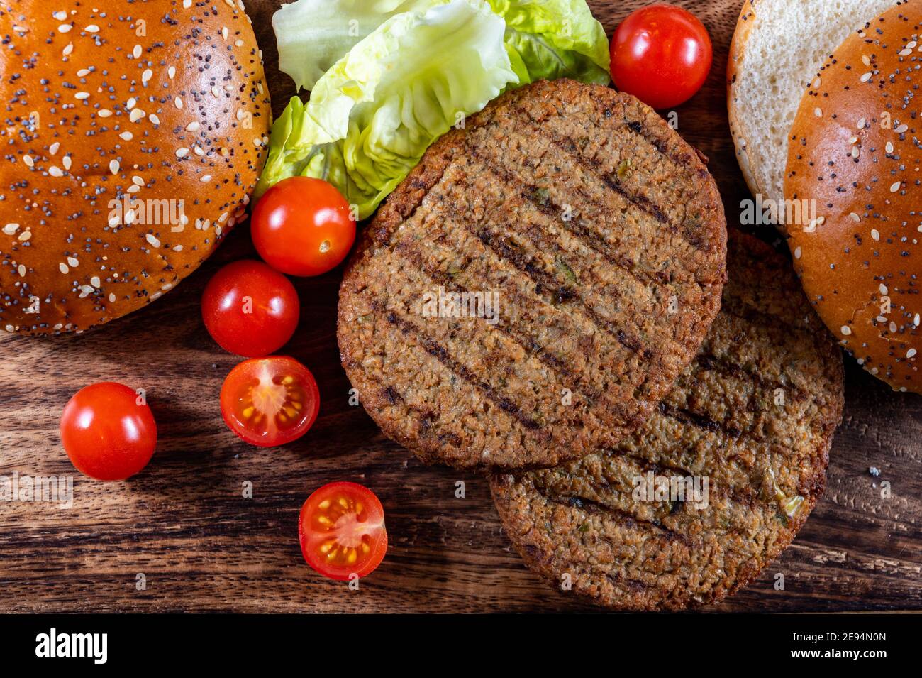 Making tasty vegetarian hamburgers from plant based grilled burgers ...