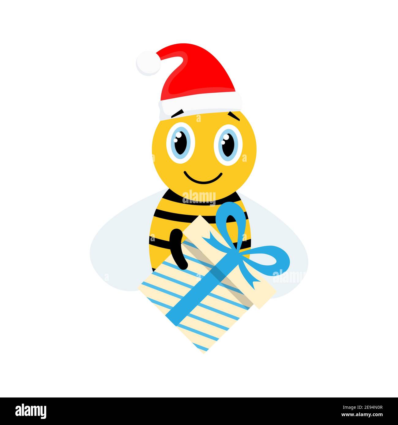 Cartoon bee character with surprise illustration. Cute bee wear Santa ...