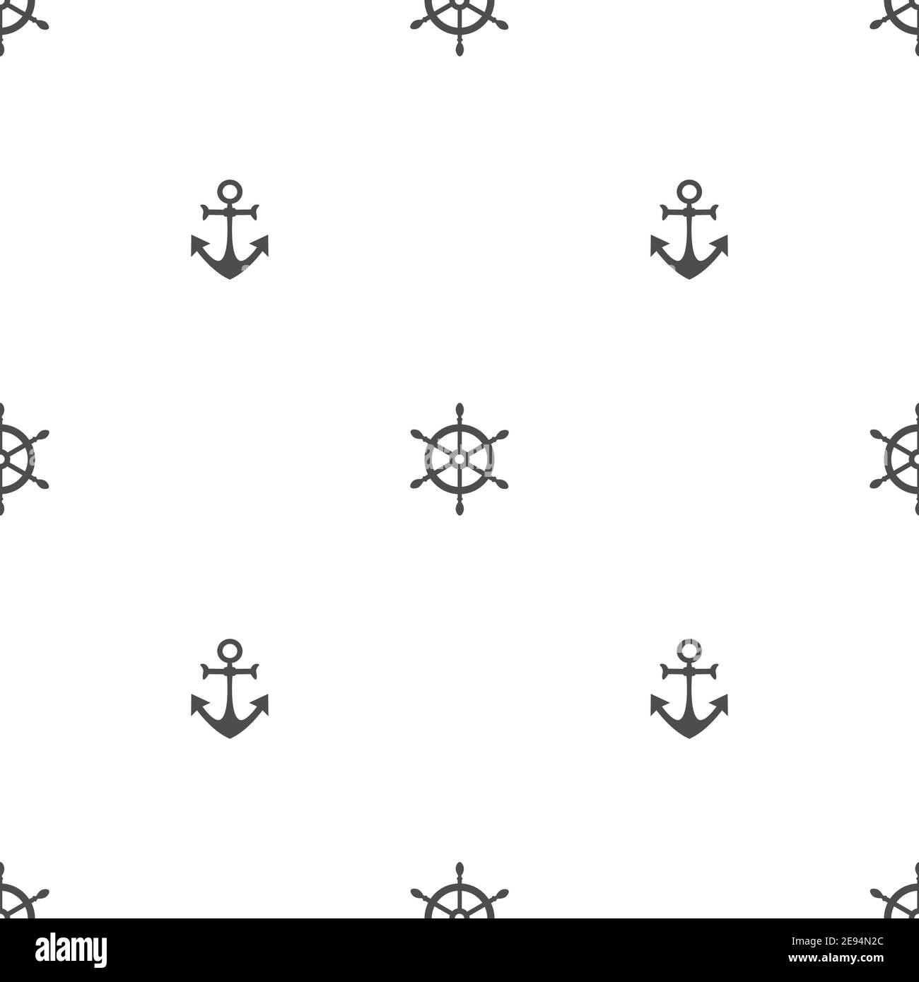 Anchor helm seamless pattern. Sea white background. Ocean symbols ...