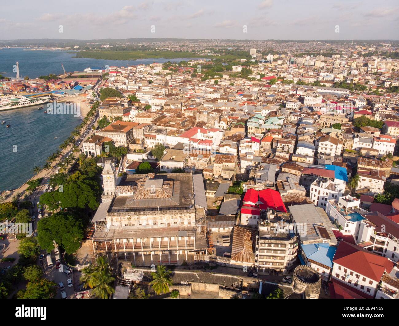 Above the Building Roofs Aerial view of Zanzibar, Stone Town. Tanzania ...