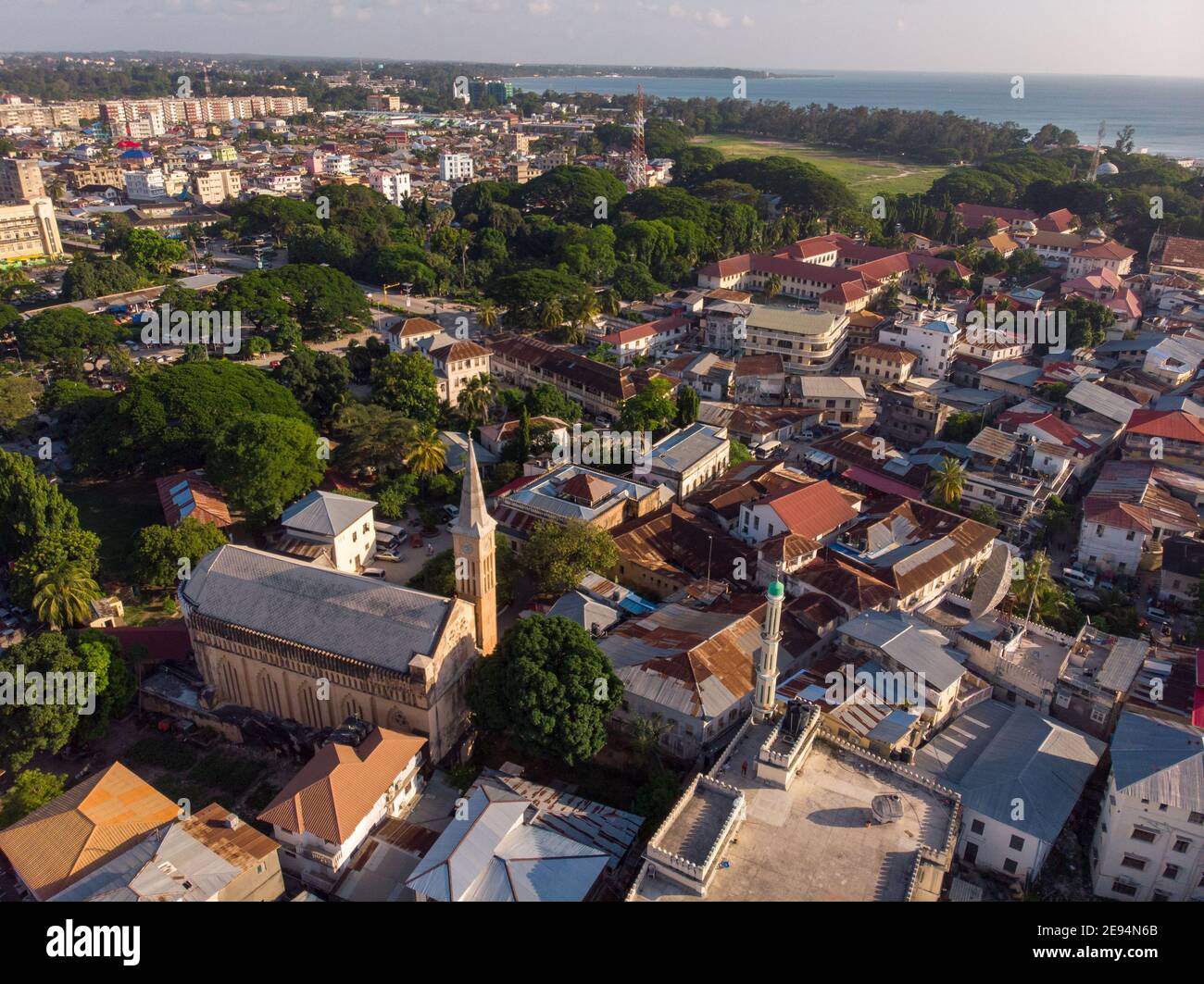 Above the Building Roofs Aerial view of Zanzibar, Stone Town. Tanzania ...