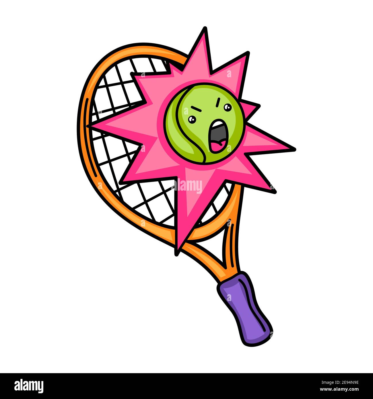 Kawaii illustration of tennis racket and ball Stock Vector Image & Art ...