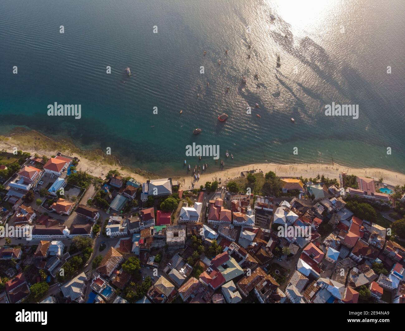 Very High Above Aerial Top View Shot of Stone Town, the Capital of ...