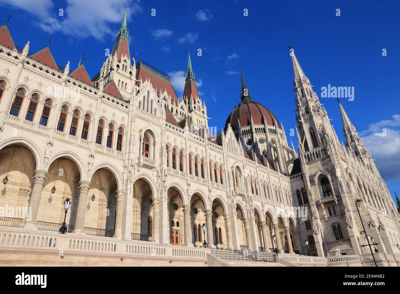 Hungarian Parliament. Landmark architecture in Budapest. Sunset light ...