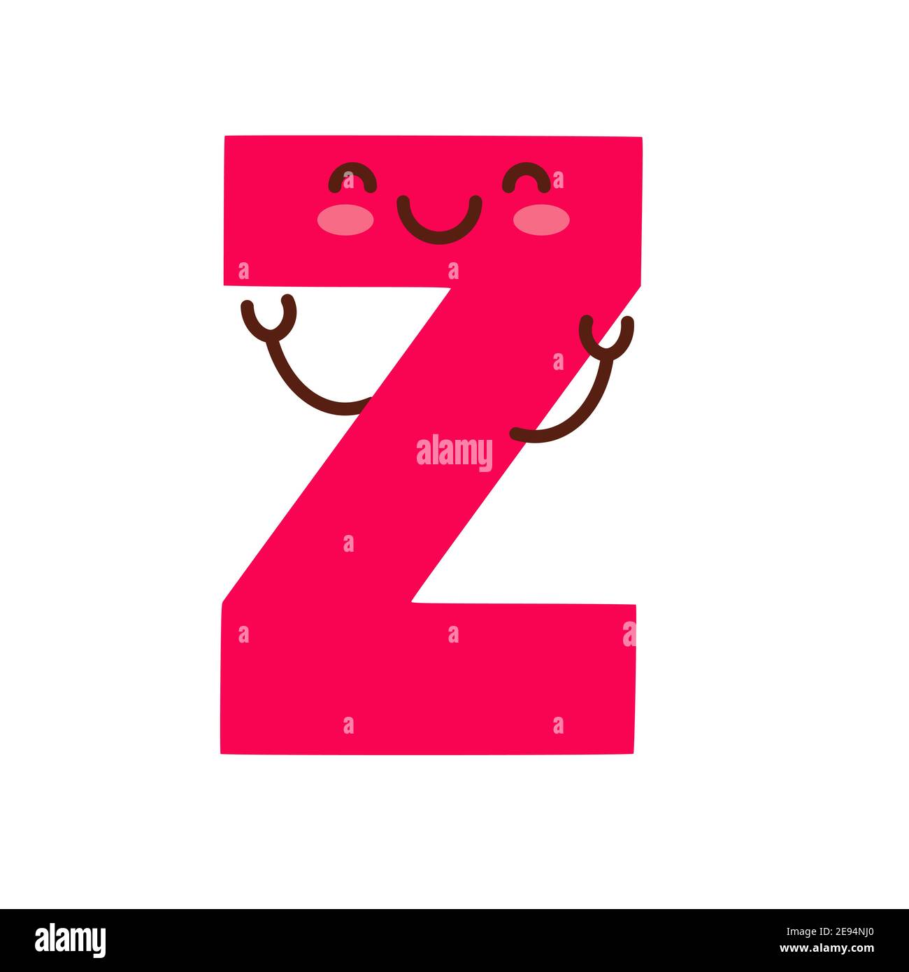 Letter Z. Funny character with cute face. Design for kids room, poster ...