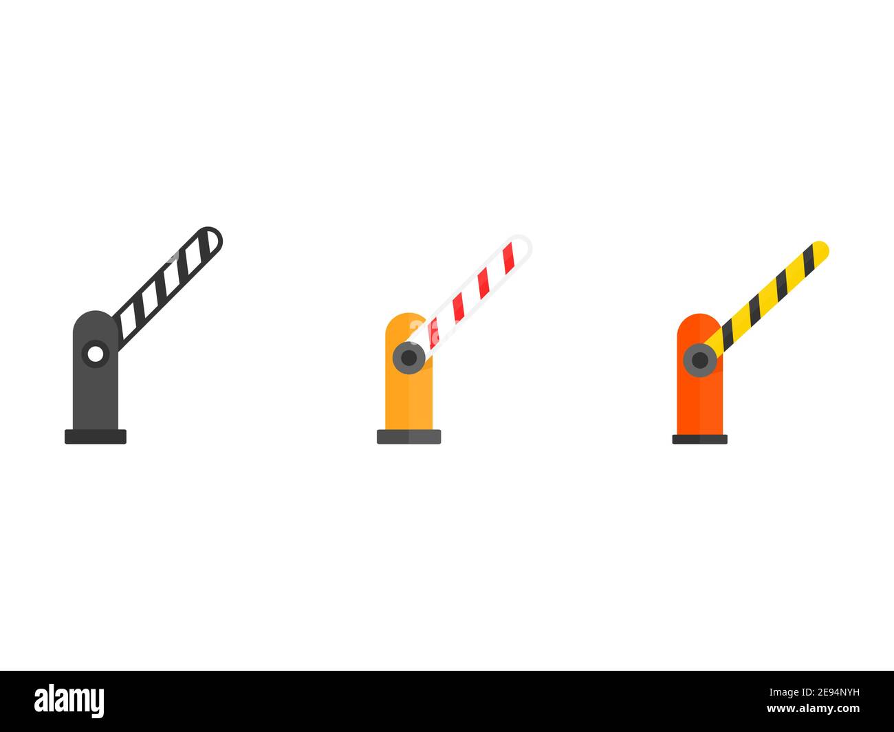 Automatic Car Barrier Icon Set Open Barrier Collection In Flat Style